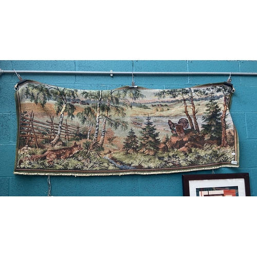 Large 'hunting fox' tapestry hanging
