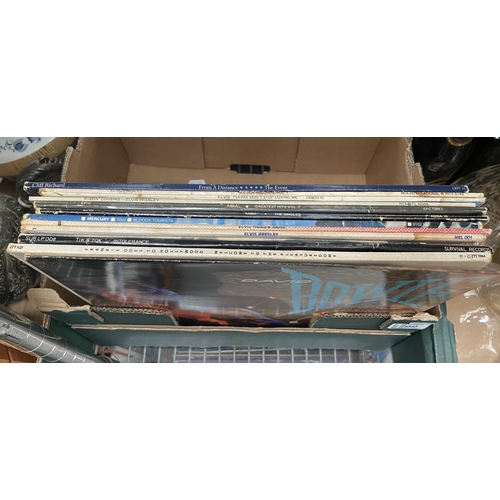 Box containing LPs including David Bowie