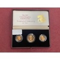 Cased 1987 gold proof £2, full & half sovereign coin set - Only 10% ...