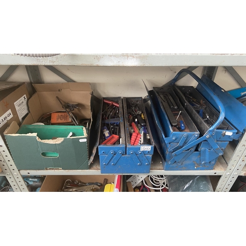 2 Toolboxes and contents and a box containing engineers tools