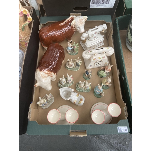 Box containing ceramics, money boxes and Melba ware Bulls
