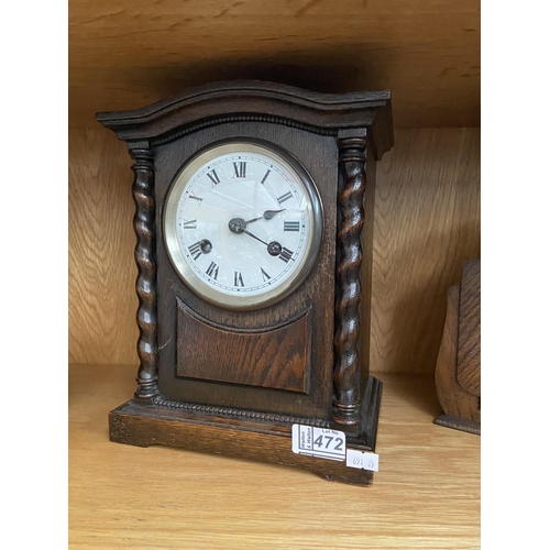 Oak enamelled faced mantle clock