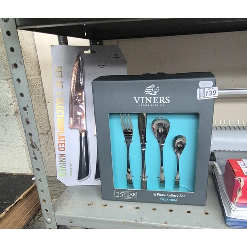 New Viners cutlery set and a knife set