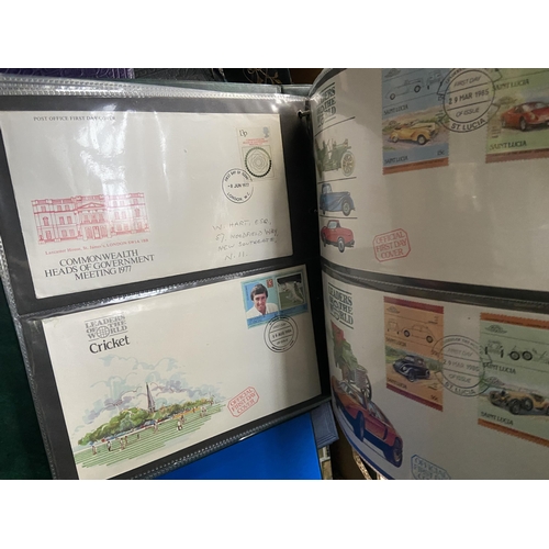 Box containing assorted stamp albums and first day covers