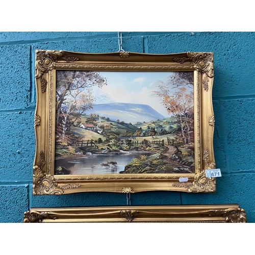Ornately framed John Corcoran oil on canvas