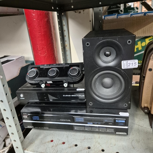 Assorted electronics including Aiwa DVD player, Cloud-Ibox ii etc