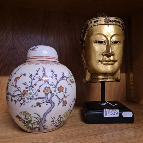 Oriental ginger jar and Buddha head