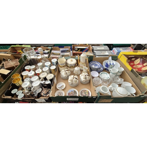 3 Boxes containing assorted ceramics, coffee service, mugs, etc