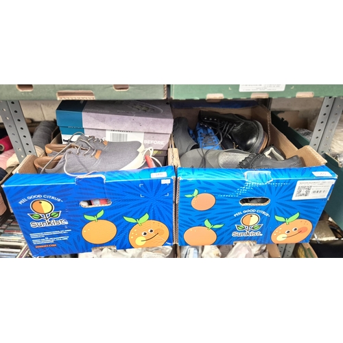2 Boxes containing shoe and trainers including Skechers, Hotter and ...