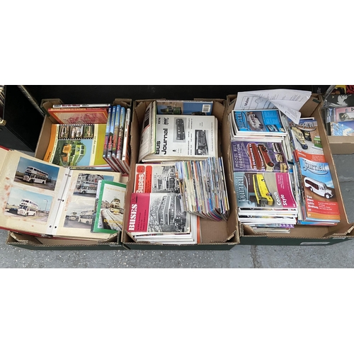3 Boxes containing bus and tram magazines (1960's onwards) and a ...