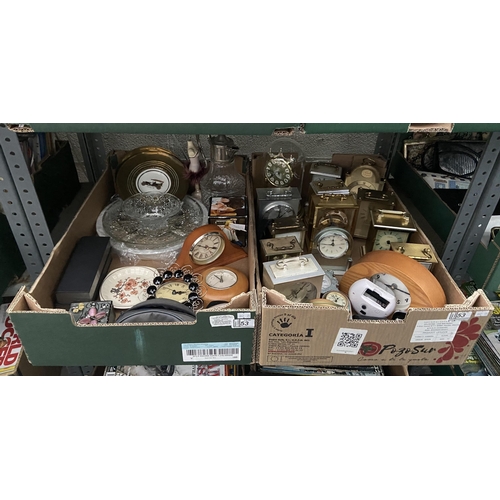 2 Boxes containing assorted clocks