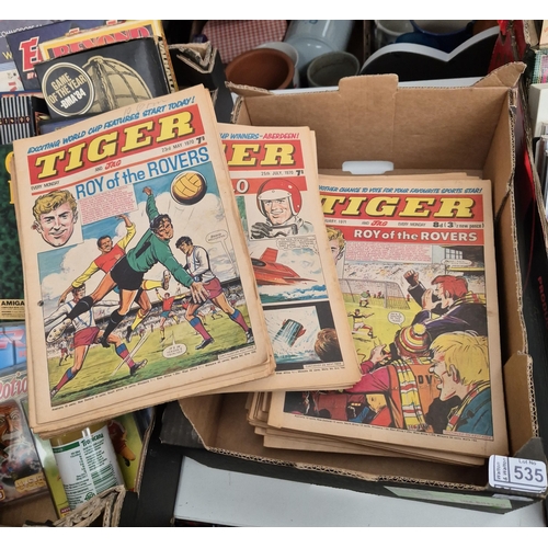 Box containing vintage Tiger comics