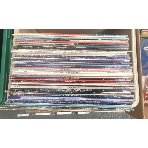 Box containing LPs including Def Leppard, Alice Cooper and Michael Jackson