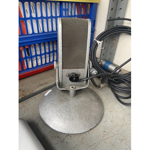 Vintage Lustraphone VR53 ribbon microphone and a radio microphone ...