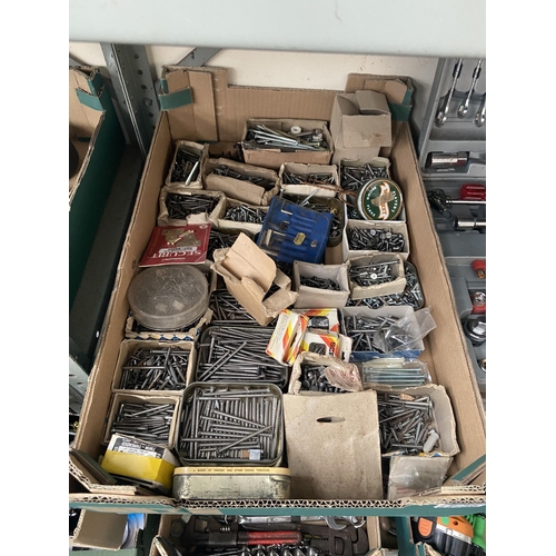 Box containing a large quantity of screws, fixings etc