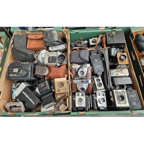 2 Boxes containing a large quantity of vintage cameras etc