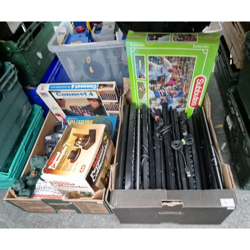 2 Boxes containing assorted games including Subbuteo and a quantity of keyboards etc