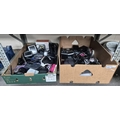 2 Boxes containing assorted electronics including Sat Navs, mobile phones, smart watches etc
