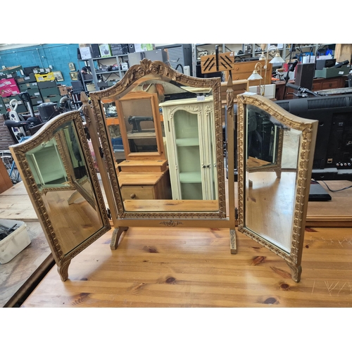 Ornate dressing table triple mirror