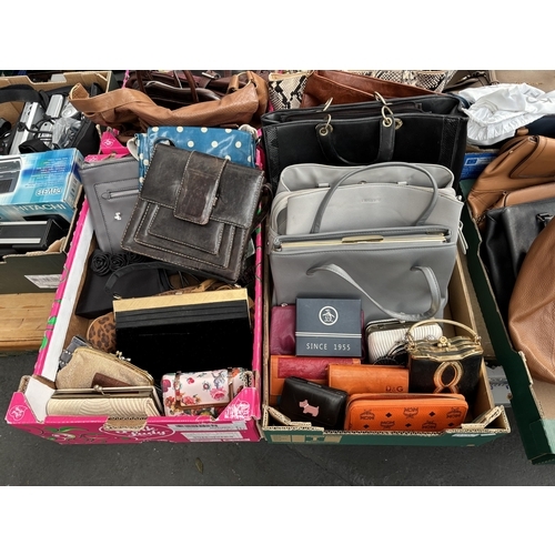 2 Boxes containing assorted handbags and wallets etc including Radley