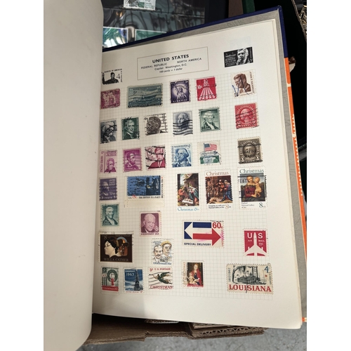 Box containing assorted stamp albums