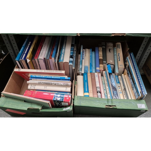 2 Boxes containing books including military/ air force