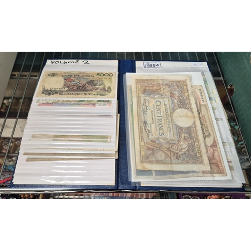 Album containing world bank notes