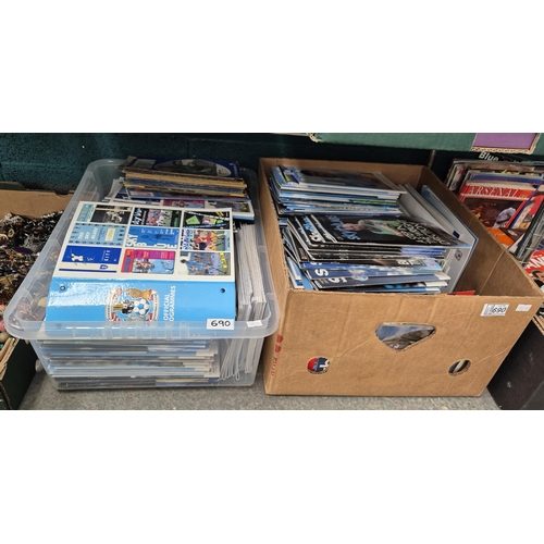2 Boxes containing a large quantity of football programmes