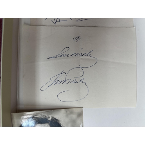 4 Autographs including Alec Bedser, Larry Grayson and possibly Elvis ...