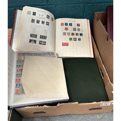 Box containing assorted vintage stamp albums to include British stamps
