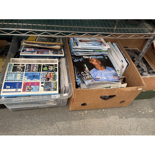 2 Boxes containing a quantity of football programmes