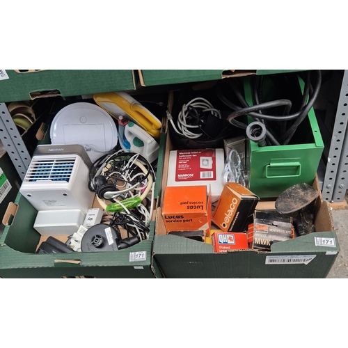 2 Boxes containing assorted electronics etc