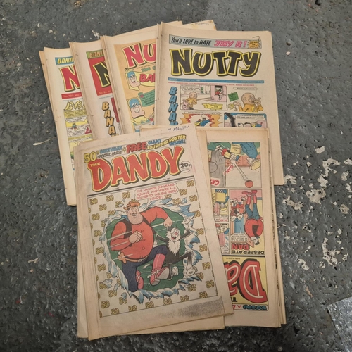 2 Boxes containing vintage comics including Dandy
