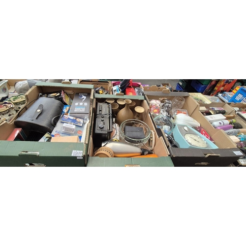 3 Boxes containing binoculars, vintage Hitachi radio, Keplin ...