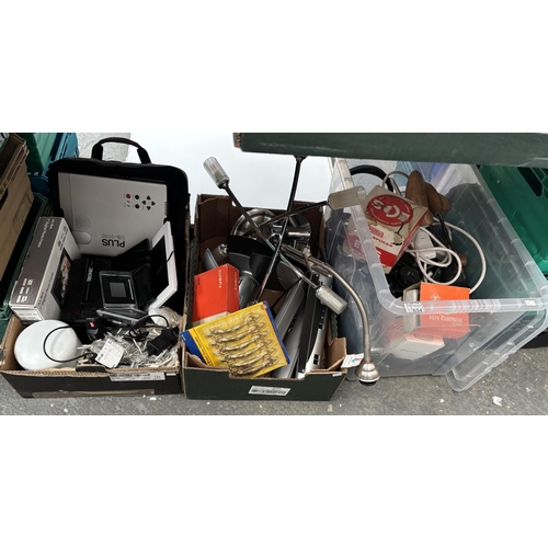 3 Boxes containing assorted electronics