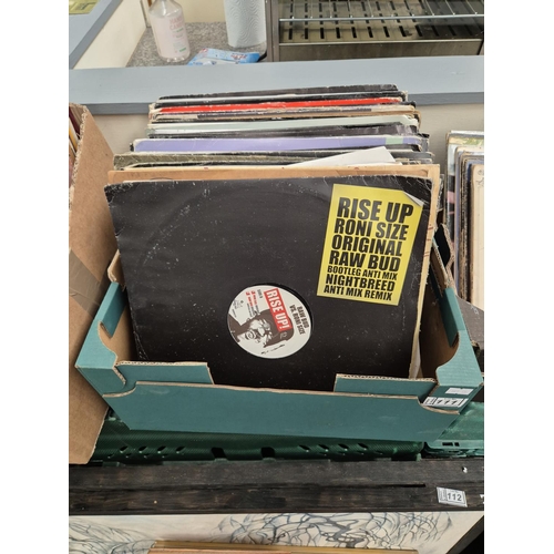 Box containing LPs including club and dance remixes