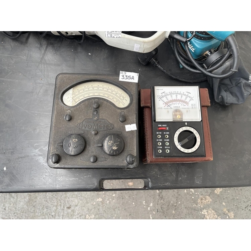 A vintage Universal Avometer and a voltmeter