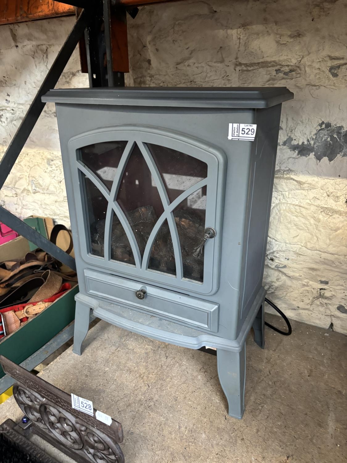 Modern grey stove effect electric fire