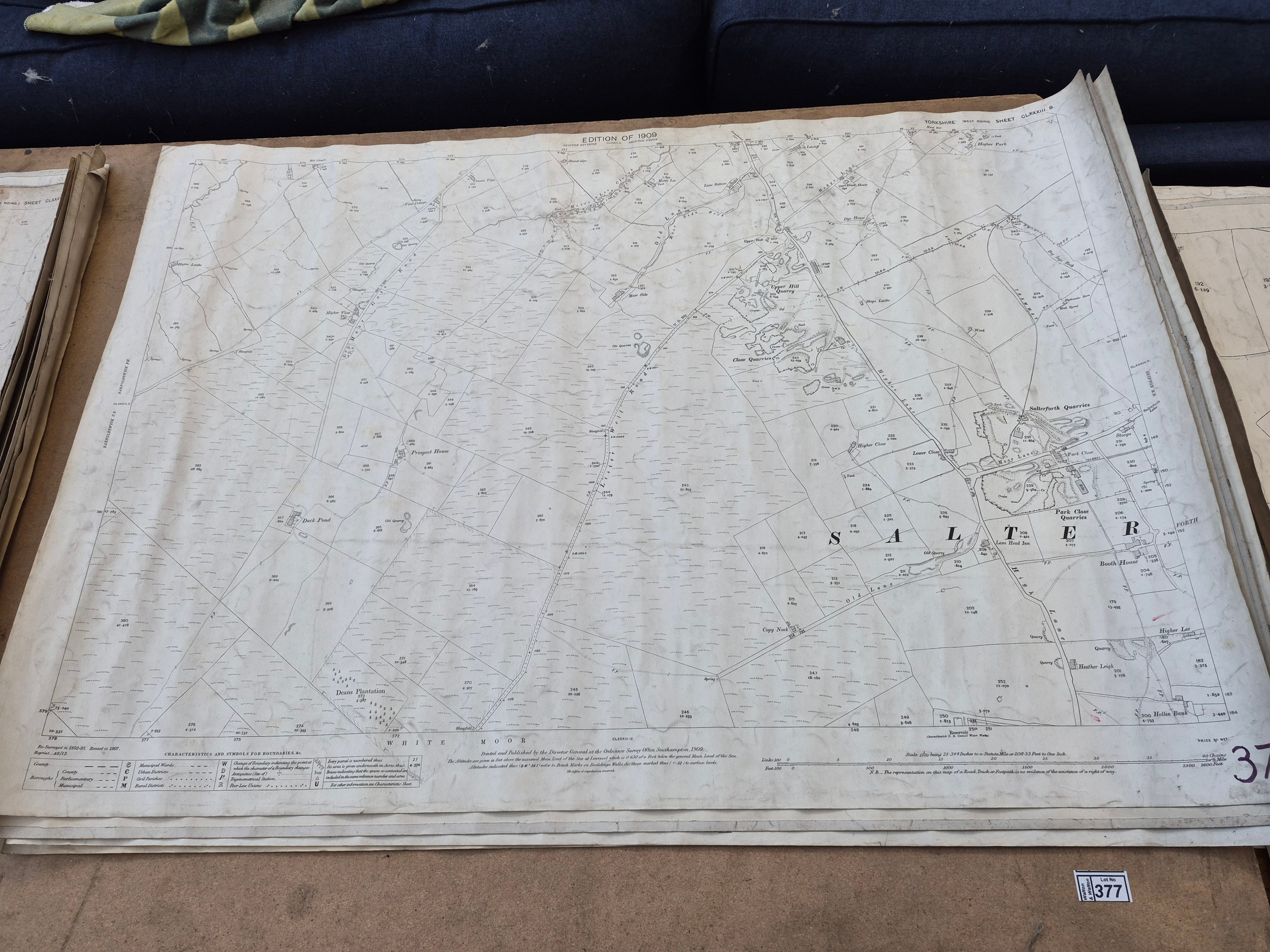 Quantity of large ordnance survey maps of local interest, including antique