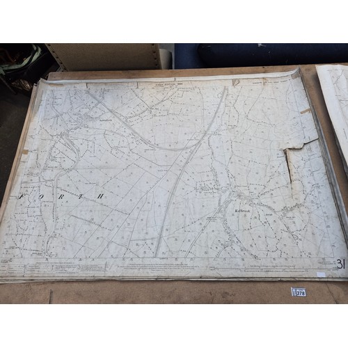 Quantity of large ordnance survey maps of local interest, including antique