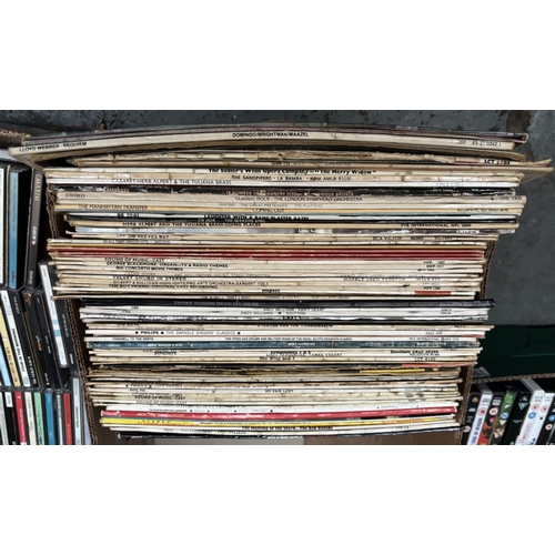 3 Boxes containing LPs, CDs and DVDs