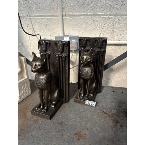 Pair of Shudehill Egyptian 'good luck' cat bookends with bronze effect ...