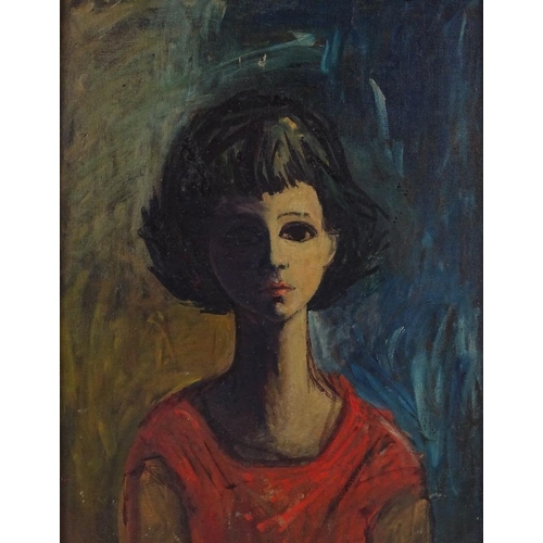 Pascal de Souza, oil on board, portrait of a child, 20" x 15", framed