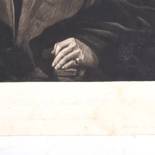 Hubert Herkomer, etching, portrait of Rev Sewell, Warden of New College ...