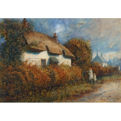 W A Wickham (exhibited 1906), watercolour, old cottage Hayling, signed ...