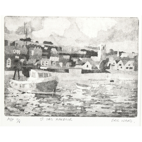 Eric Ward (born 1945), etching, St Ives harbour, signed in pencil ...