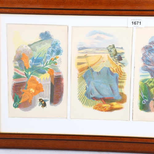 John Nash, series of 4 colour lithographs, four seasons, published 1939 ...