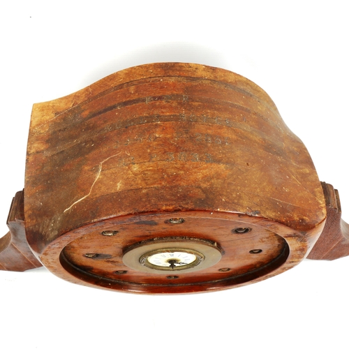 A Spitfire laminate wood aircraft propeller hub clock, height 27cm ...