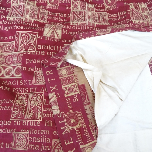 2 pairs of burgundy coloured lined and inter-lined curtains, with Latin ...