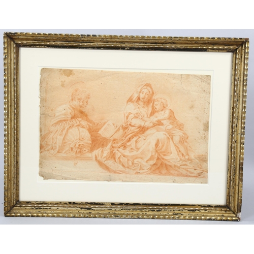 17th century Italian School, Madonna and Child, conte chalk on paper ...